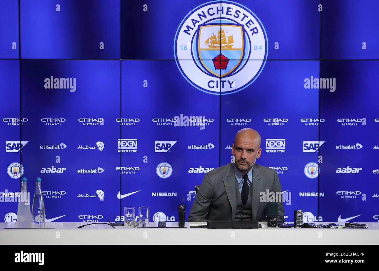 Manchester City manager Pep Guardiola during a press conference at the ...
