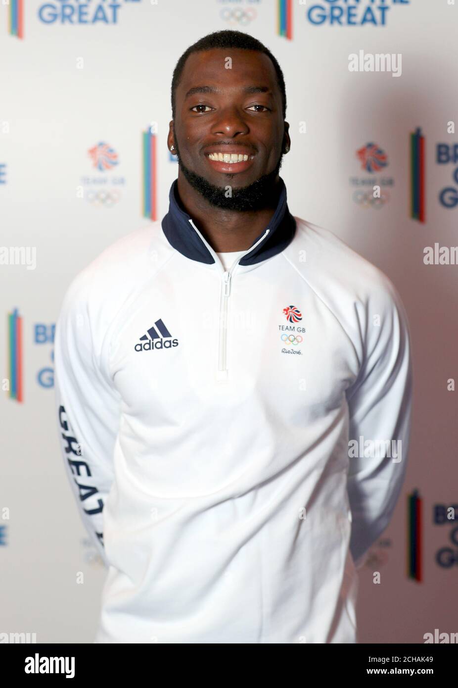 Sprinter Nigel Levine during the Team GB Kitting Out session at the NEC ...