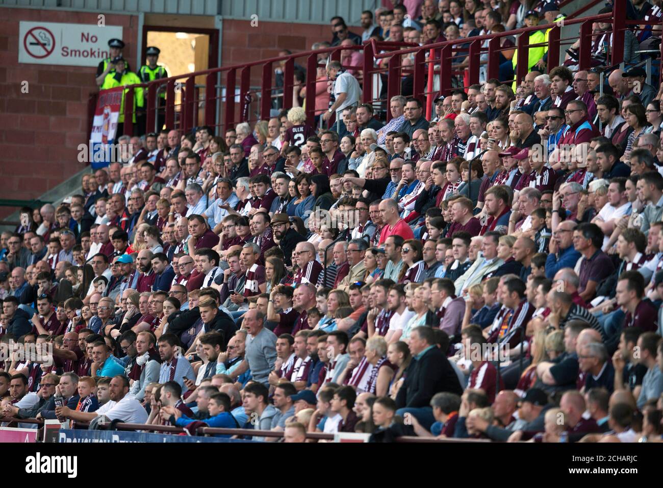 Heart of Midlothian fans in the stands at Tynecastle Stadium Stock ...