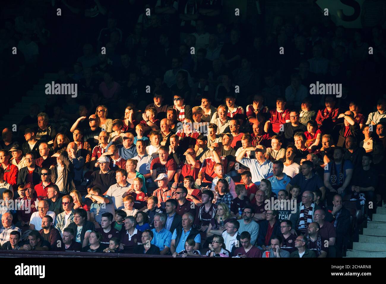 Heart of Midlothian fans in the stands at Tynecastle Stadium Stock ...