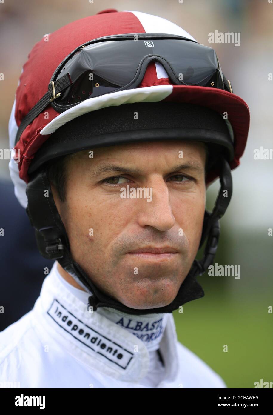 Jockey Pat Dobbs before his ride on Suffragette City in the Markel ...
