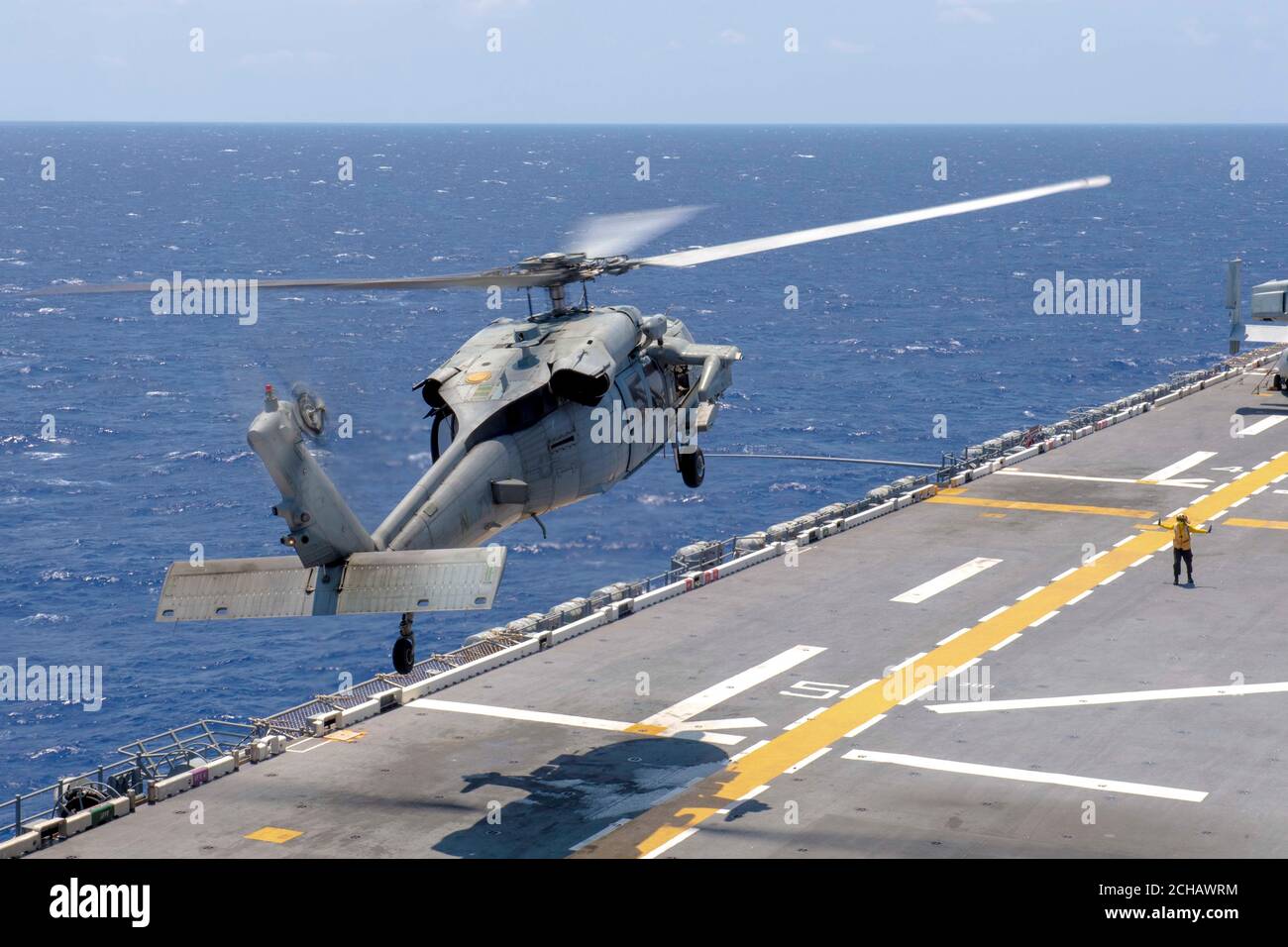 SOUTH CHINA SEA (Sept. 5, 2020) An MH-60S Sea Hawk helicopter assigned ...