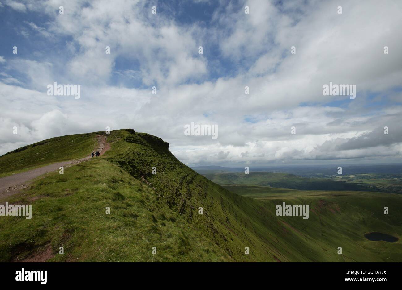 The summit of Corn Du mountain in Brecon Beacons National Park, Wales ...