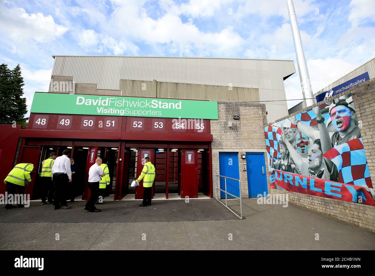 Turnstiles at the away end of Turf Moor Stock Photo - Alamy