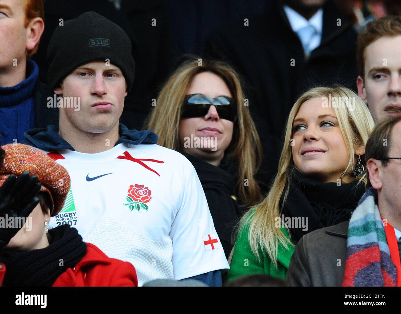 Prince Harry with girlfriend Chelsy Davy England v South Africa rugby ...