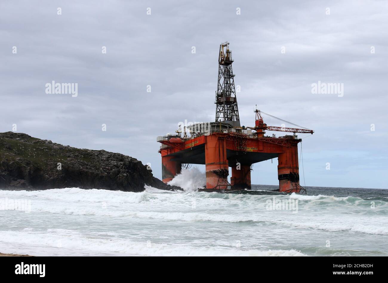 The 17000-tonne drilling rig Transocean Winner after it ran aground at ...
