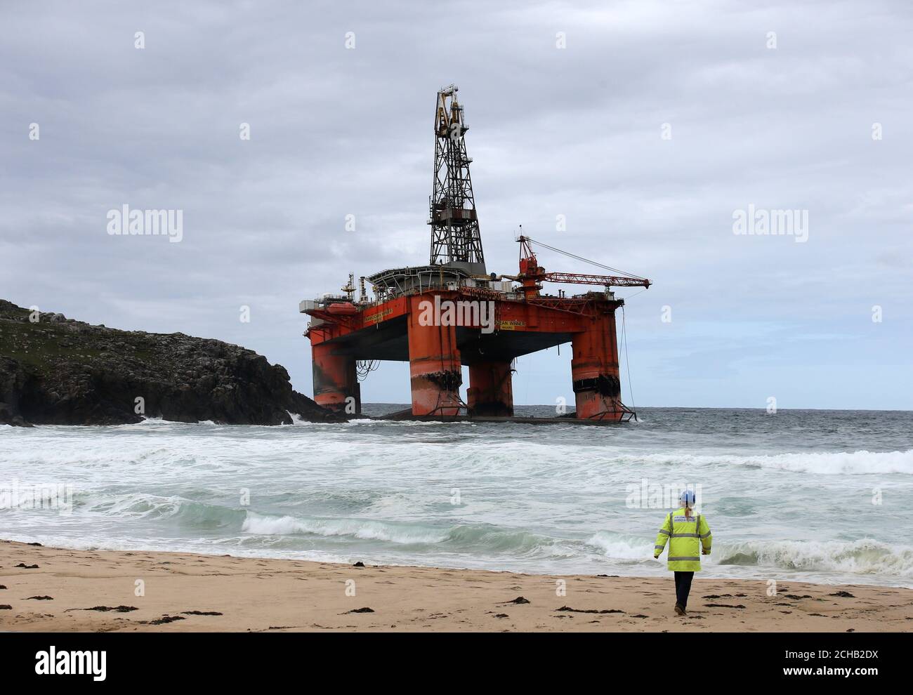 The 17000-tonne drilling rig Transocean Winner after it ran aground at ...