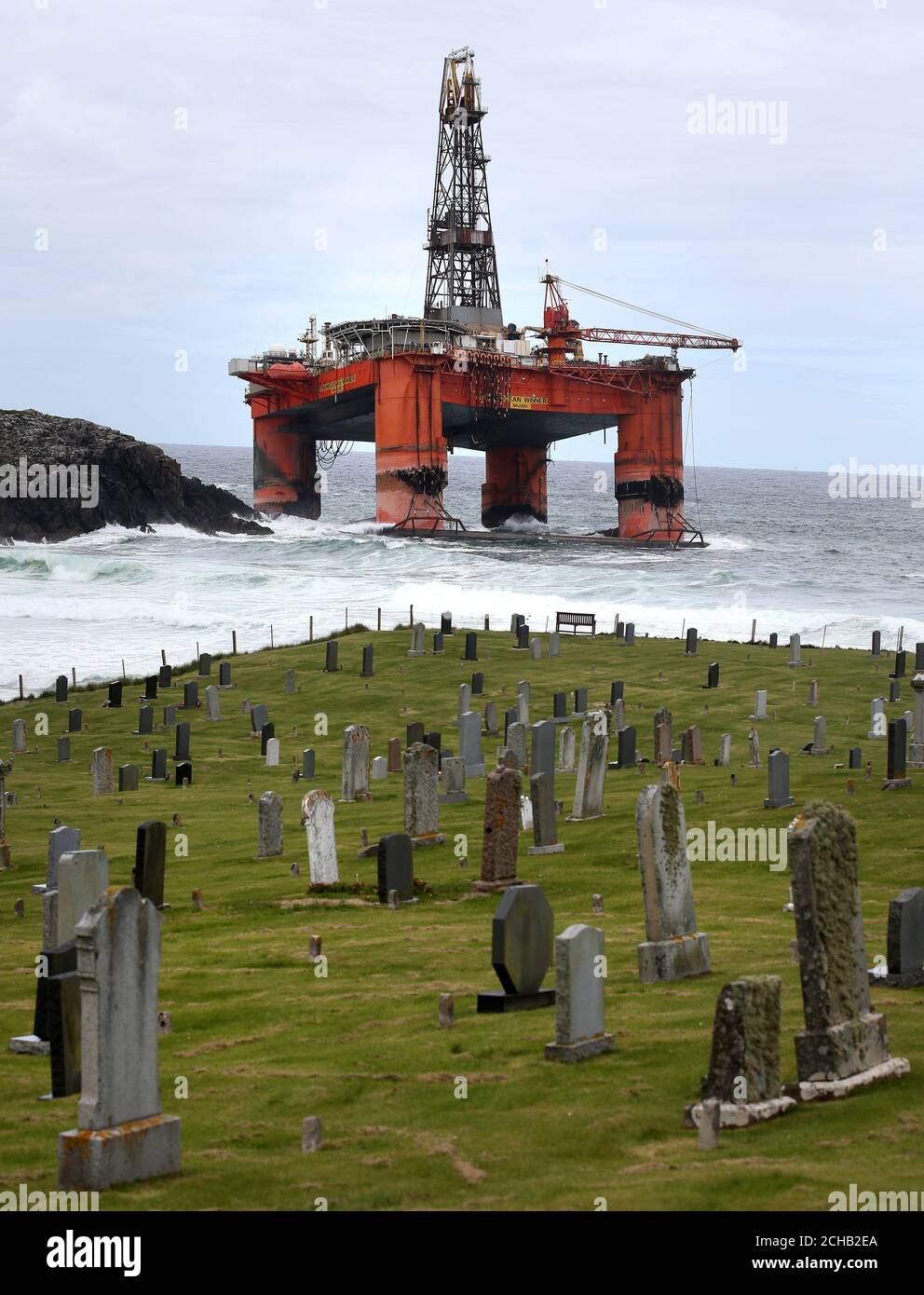 The 17000-tonne drilling rig Transocean Winner after it ran aground at ...