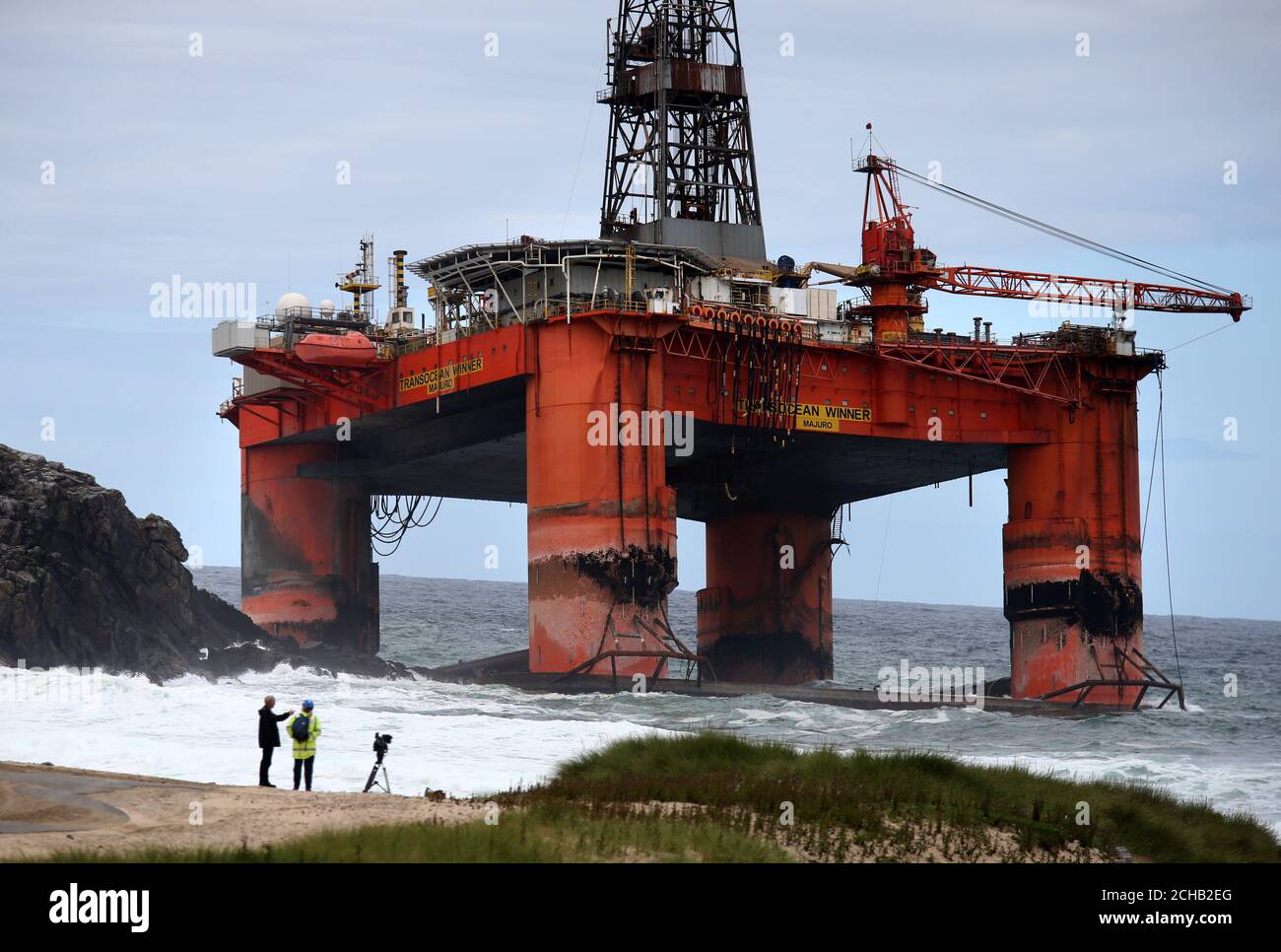 The 17000-tonne drilling rig Transocean Winner after it ran aground at ...