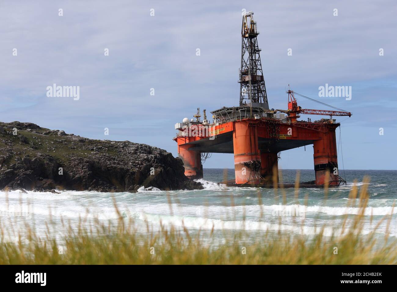The 17000-tonne drilling rig Transocean Winner after it ran aground at ...