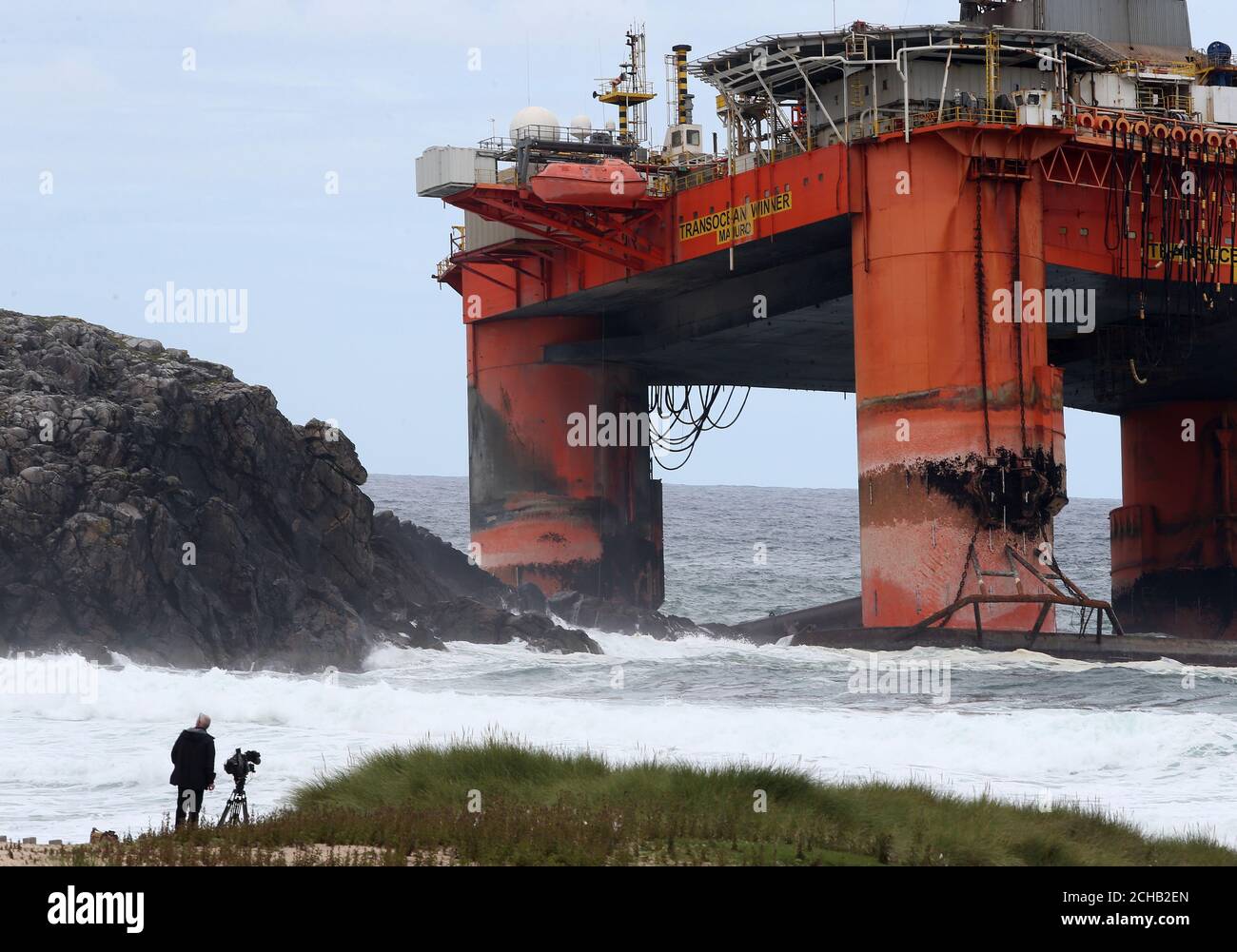 The 17000-tonne drilling rig Transocean Winner after it ran aground at ...