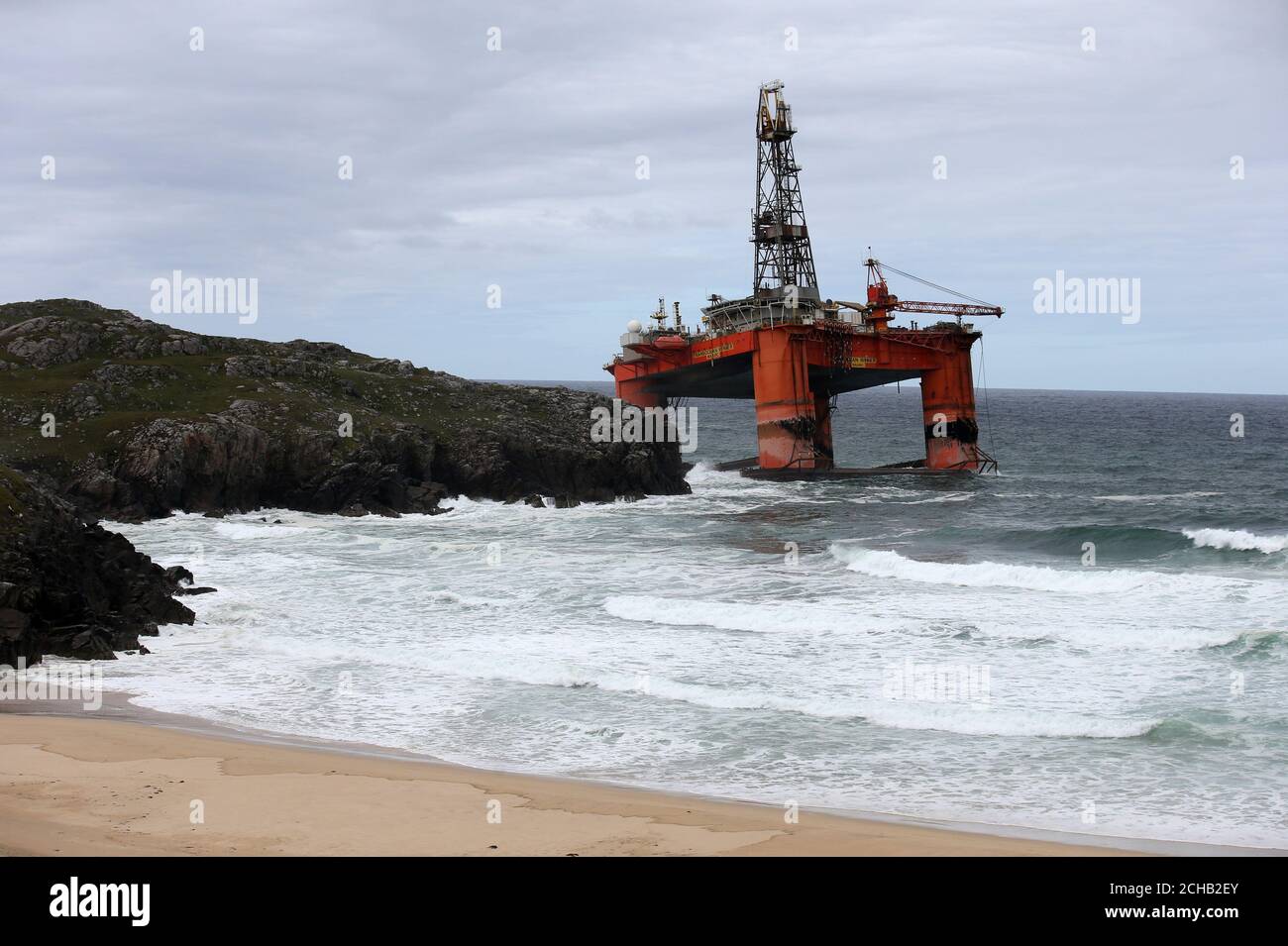 The 17000-tonne drilling rig Transocean Winner after it ran aground at ...
