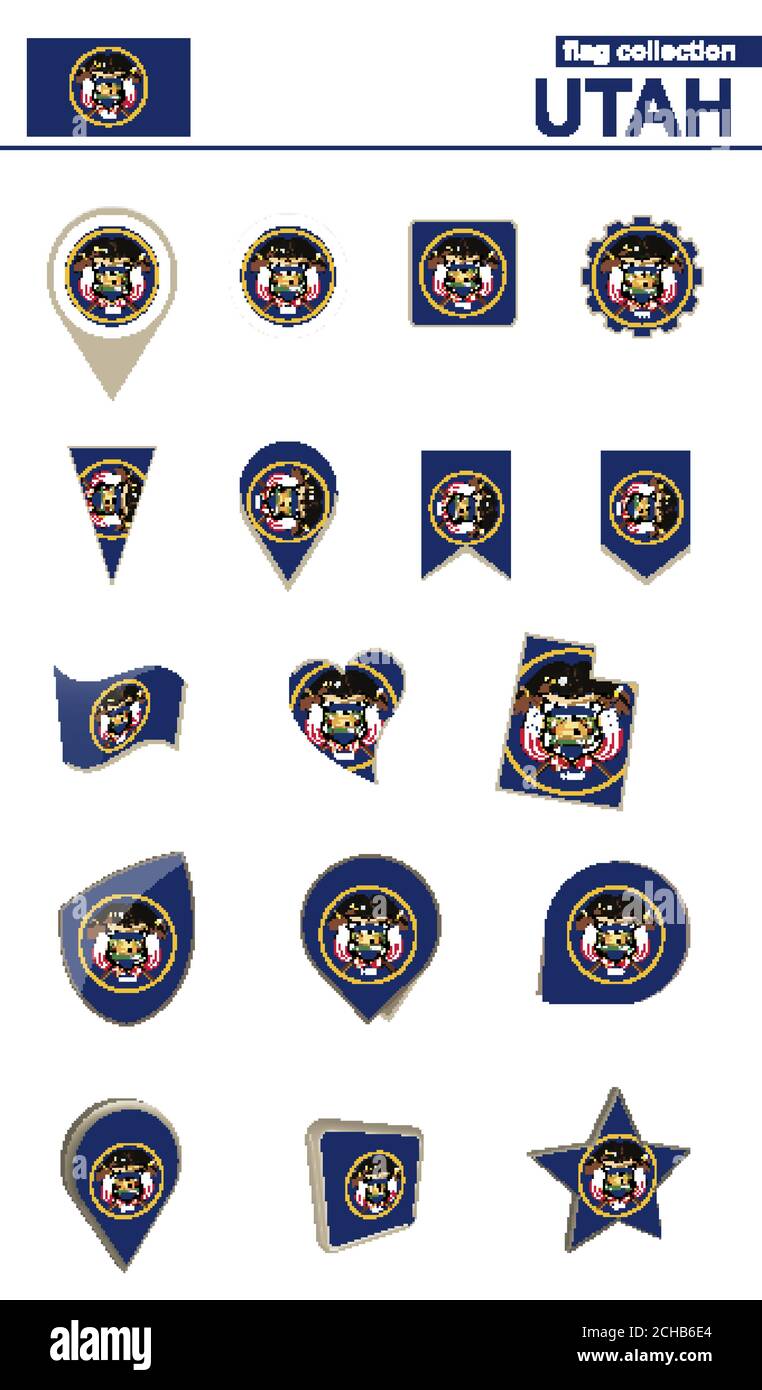 Utah Flag Collection. Big set for design. Vector Illustration Stock ...