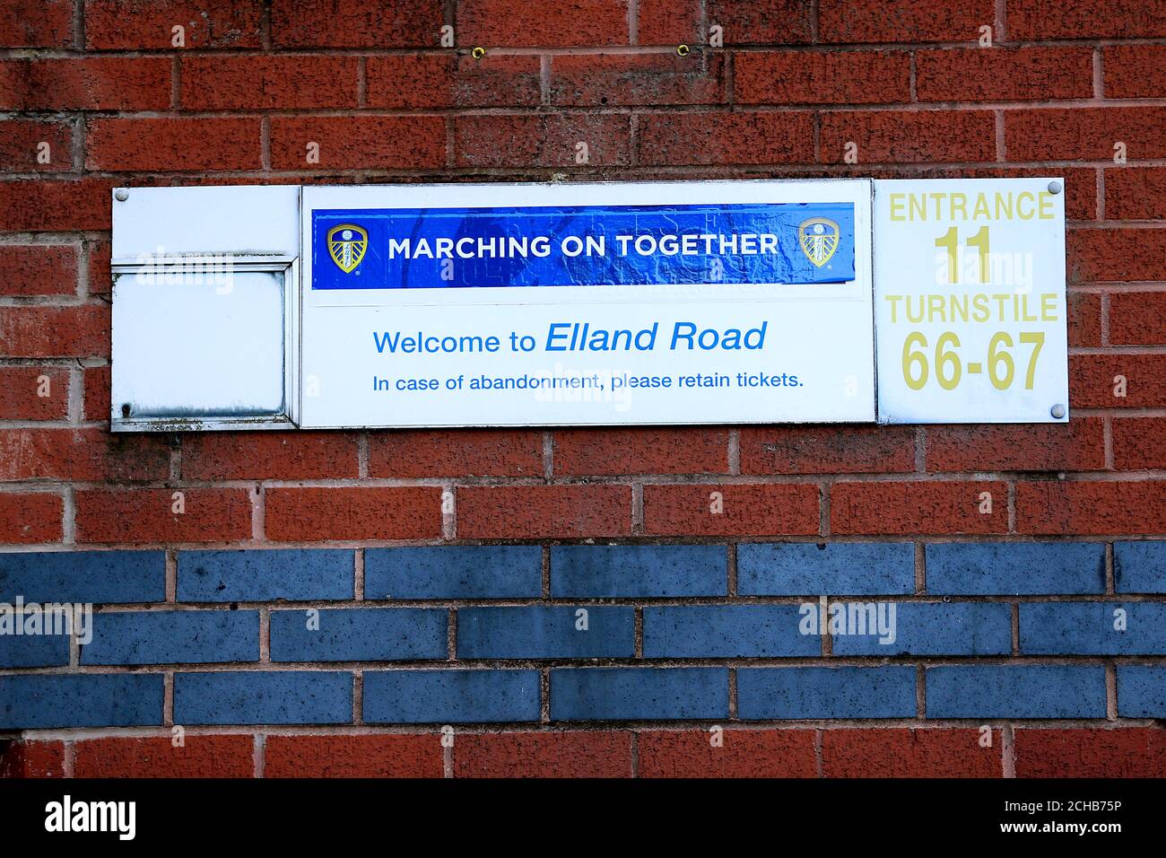 General view of signage at Elland Road Stock Photo - Alamy