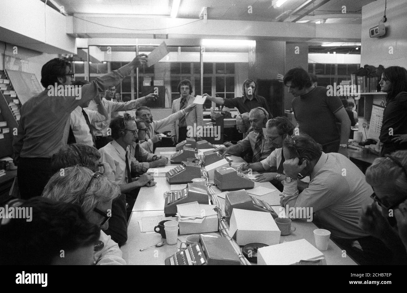 The Press Association office during the General Election of 1974 Stock ...