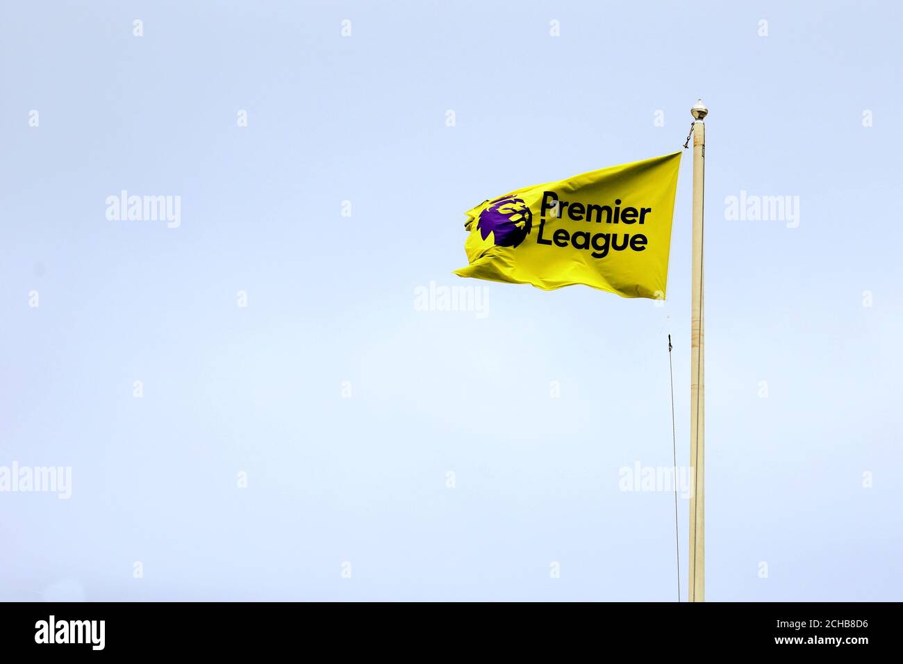 The Premier League logo on a flag flies at White Hart Lane Stock Photo ...
