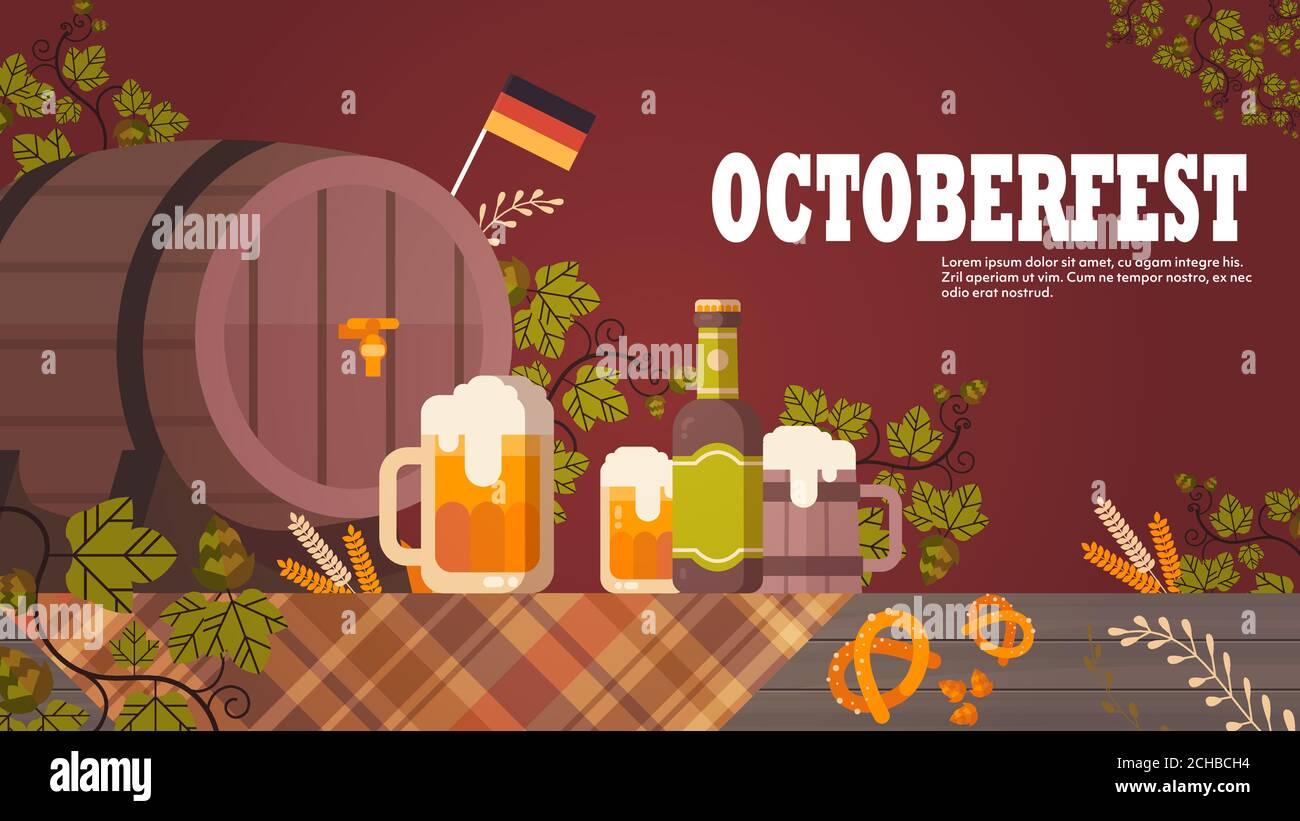 beer festival Oktoberfest party celebration concept lettering greeting ...