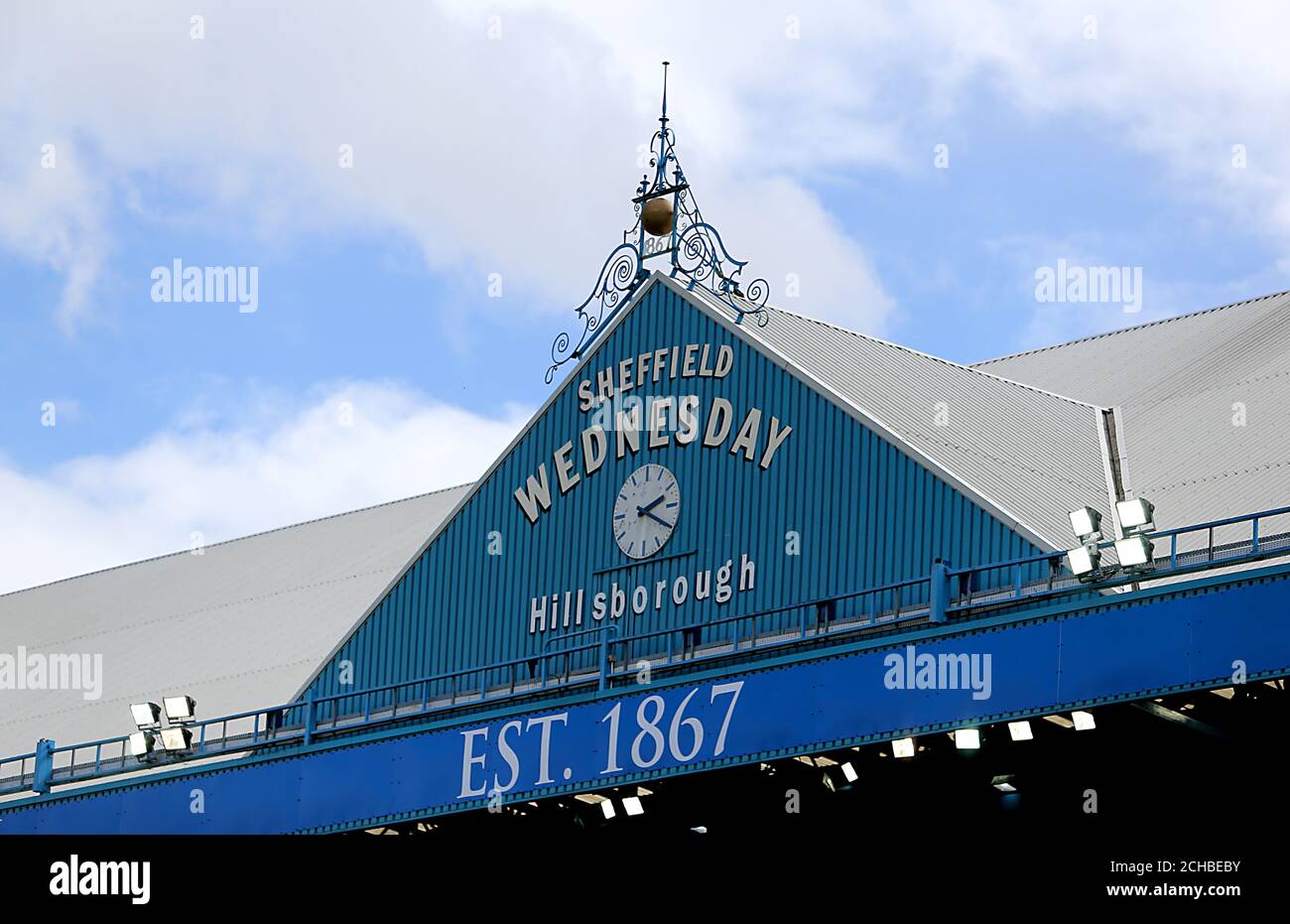 General view of the Hillsborough Stadium clock Stock Photo - Alamy