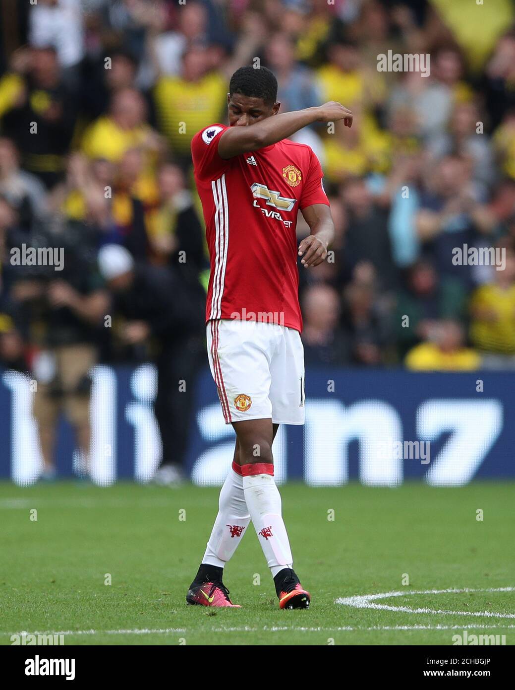 Manchester United's Marcus Rashford dejected Stock Photo - Alamy
