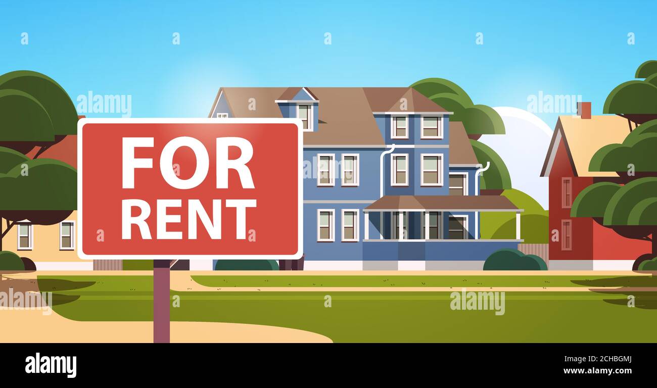 modern town house exterior real estate rent sign urban building facade ...