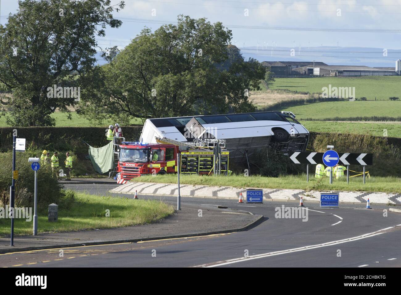 The scene of an accident on the A76 at the Crossroads roundabout near ...