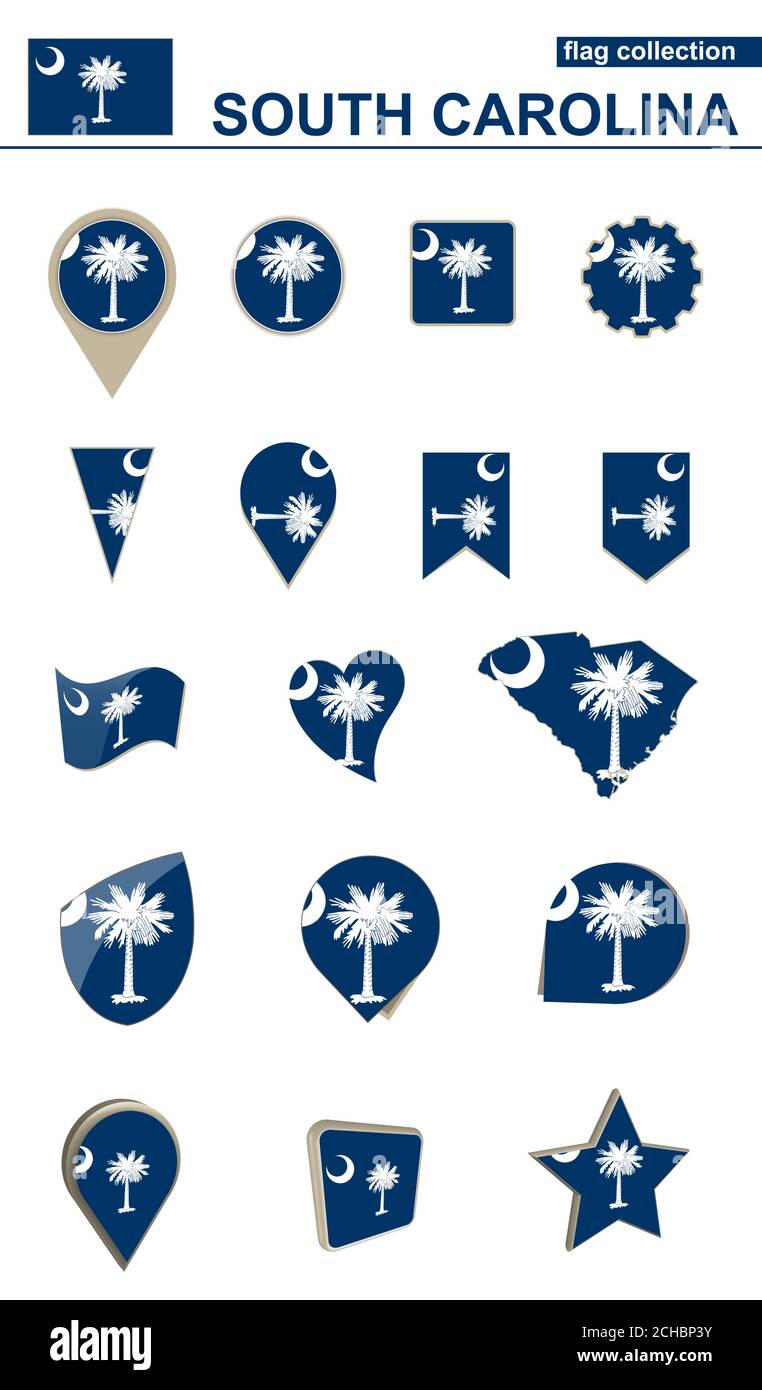 South Carolina Flag Collection. Big set for design. Vector Illustration ...