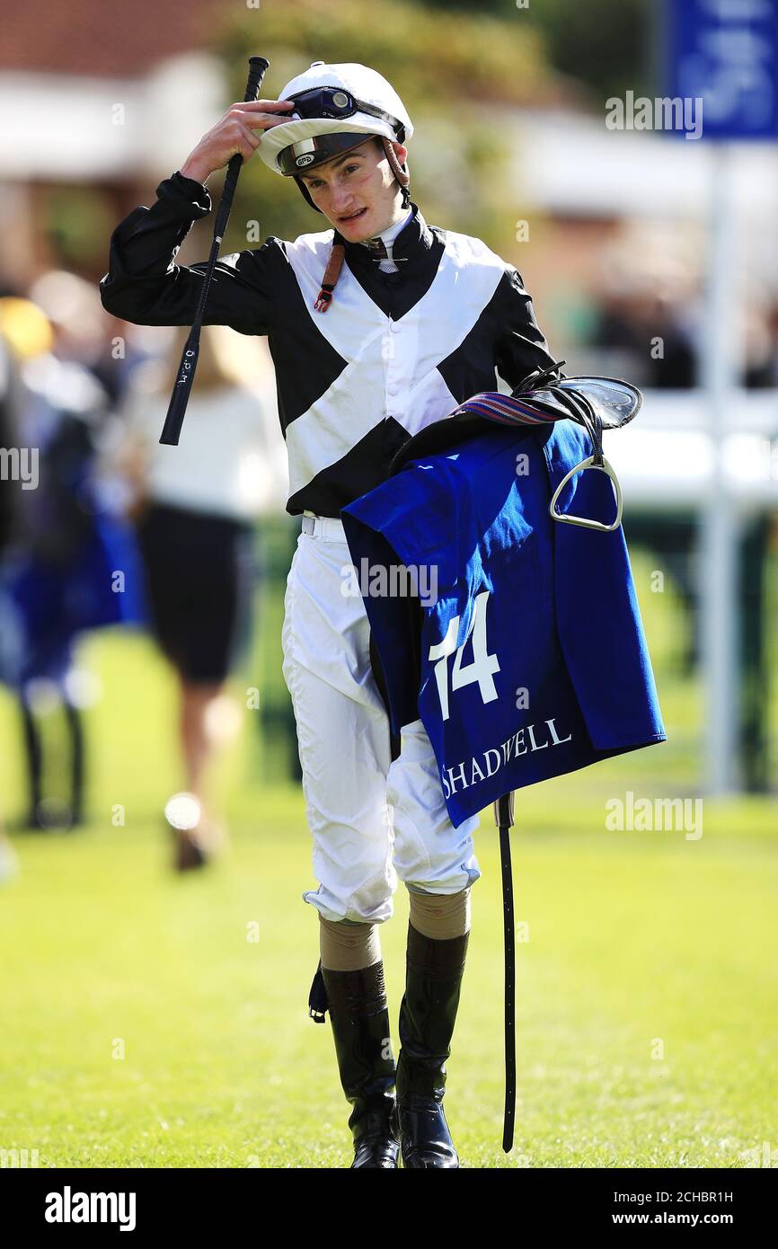 Jockey Daniel Muscutt after his ride on Permission in the Muhaarar ...
