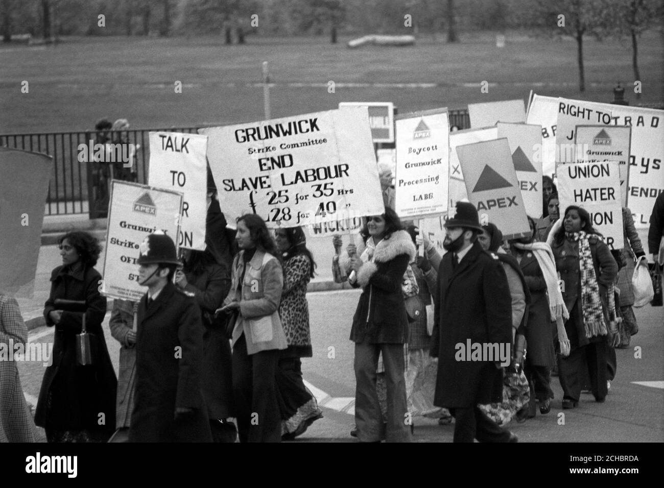 Workers from the Grunwick Film Processing Laboratories Ltd in Willesden ...