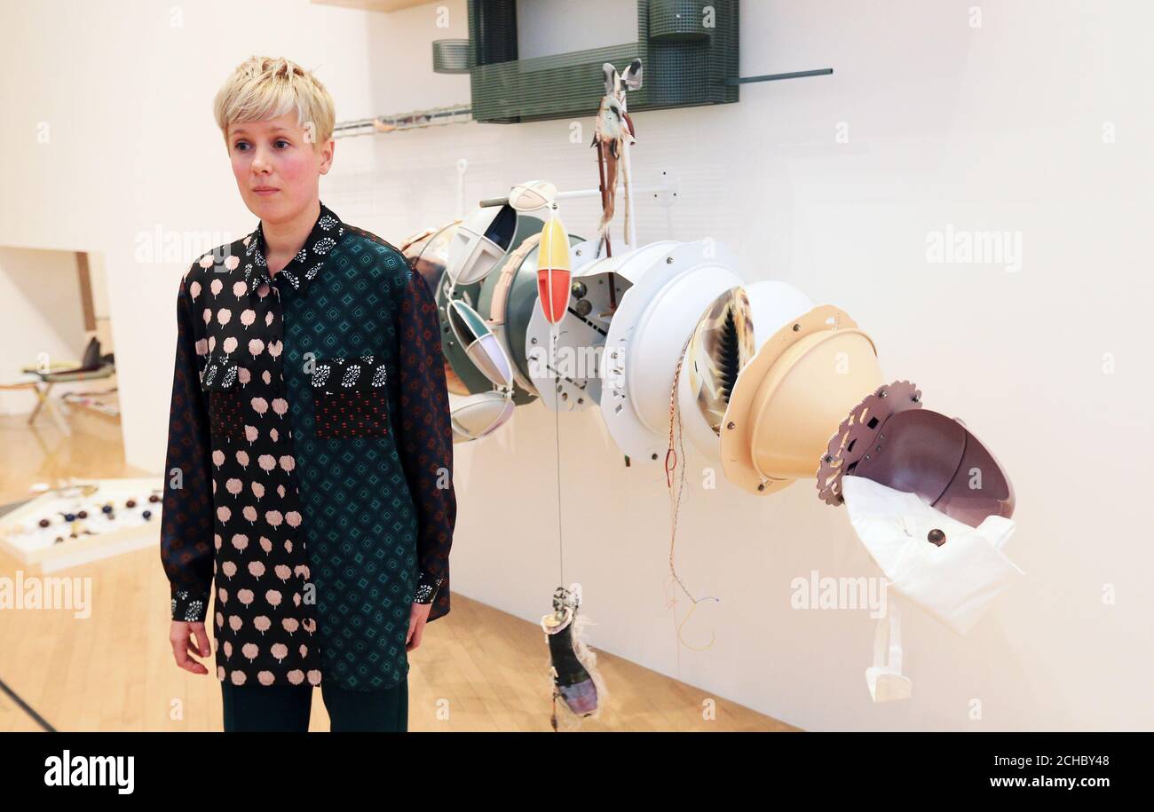 Helen Marten, winner of the 2016 Turner Prize, in front of her ...