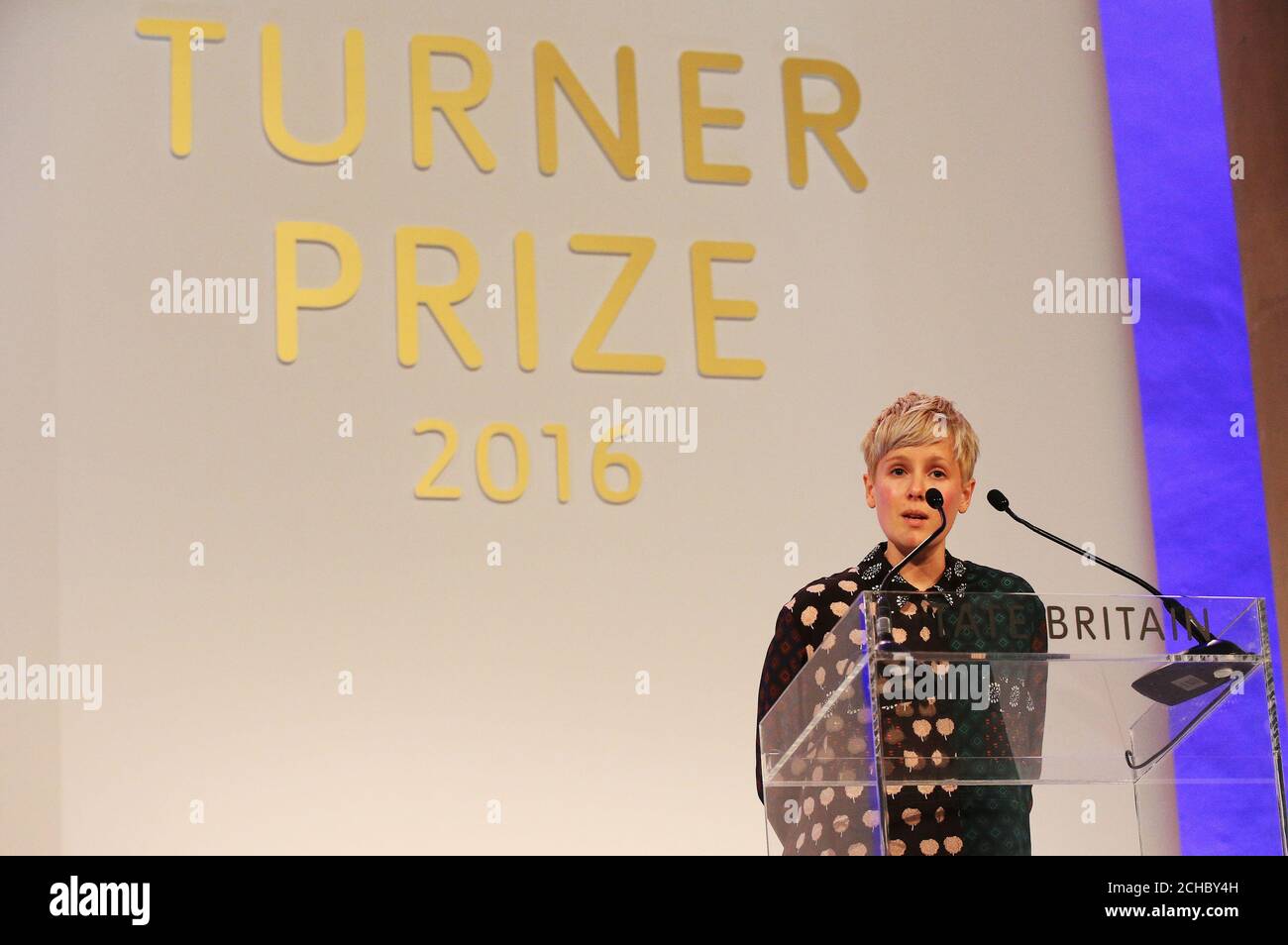 Helen Marten speaks after winning the 2016 Turner Prize at Tate Britain ...