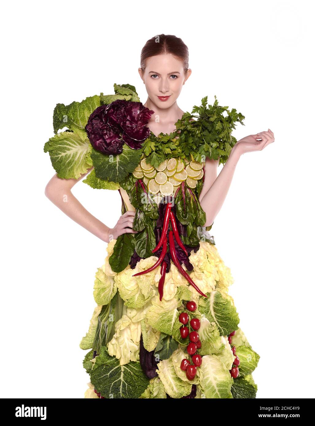 EDITORIAL USE ONLY Scarlett Howard models one of two dresses made ...