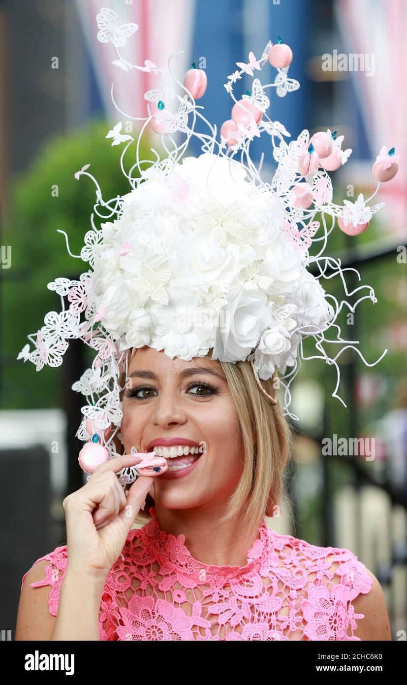 Model Carly Baker wears an edible hat commissioned by bookmakers Coral ...