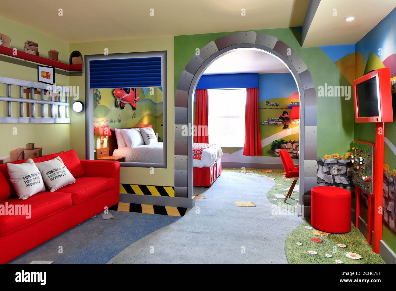 A general view of the Postman Pat room at CBeebies Land Hotel, which ...