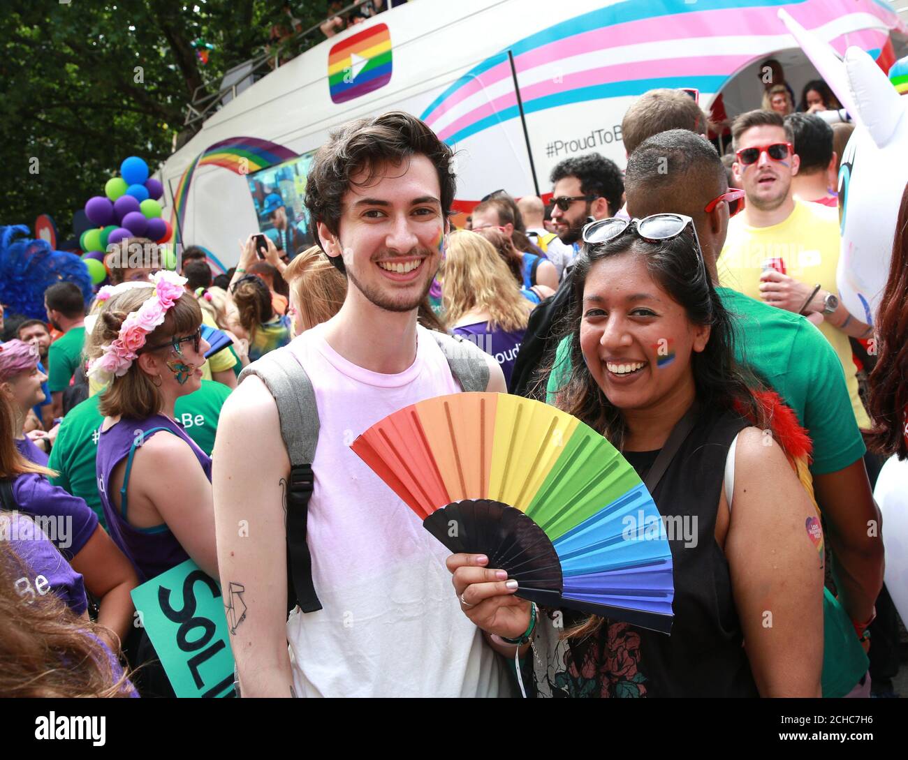 YouTube creators Jamie Raines and Shaaba Lotum at the YouTube float ...