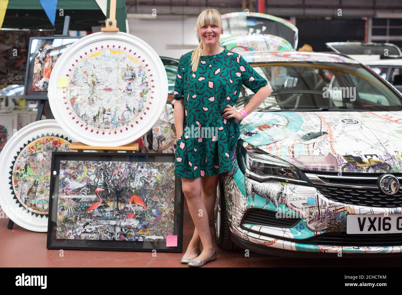 EDITORIAL USE ONLY Artist Kristyana Williams at the Vauxhall Art Car Boot Fair at The Workshop ...