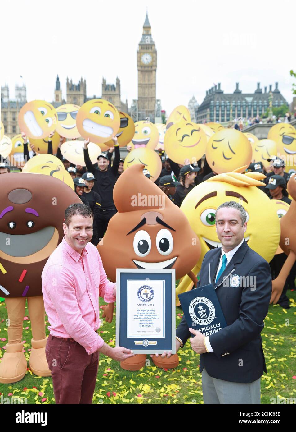 EDITORIAL USE ONLY Vyv Evans, left, the UK's leading emoji expert, and ...