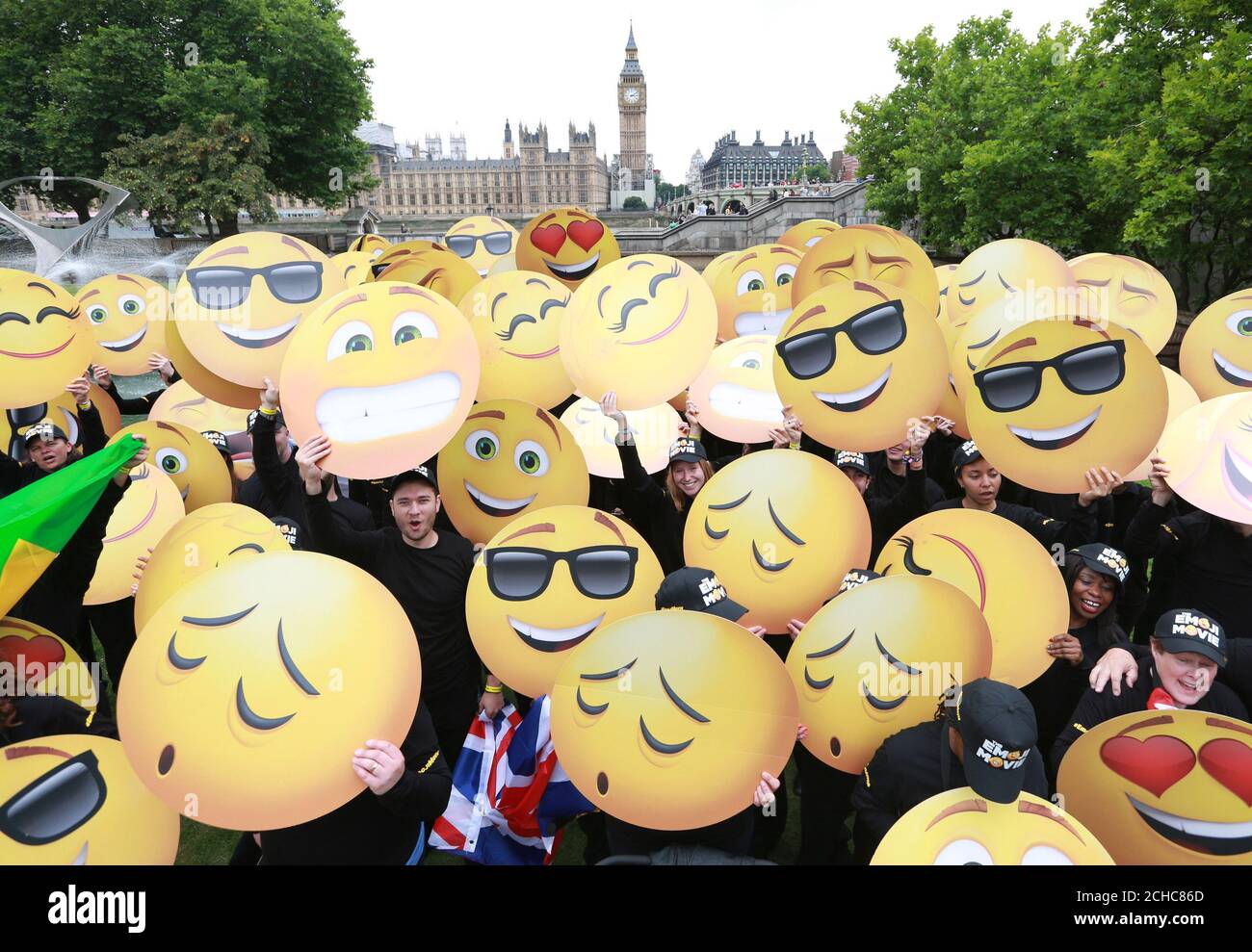 EDITORIAL USE ONLY Emoji fans gather at St Thomas Hospital Garden in ...
