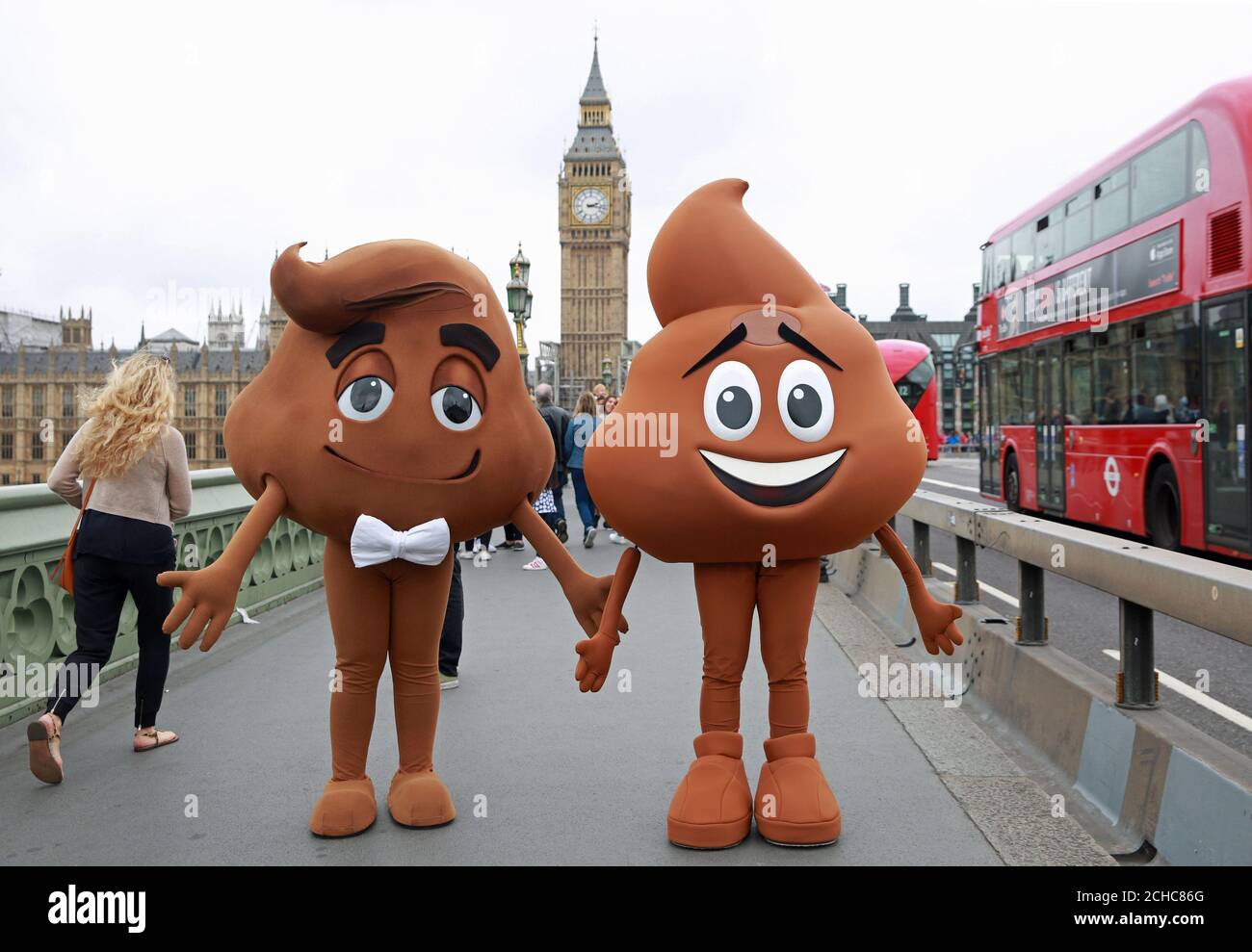 EDITORIAL USE ONLY Poop and Poop Jr, characters from The Emoji Movie ...