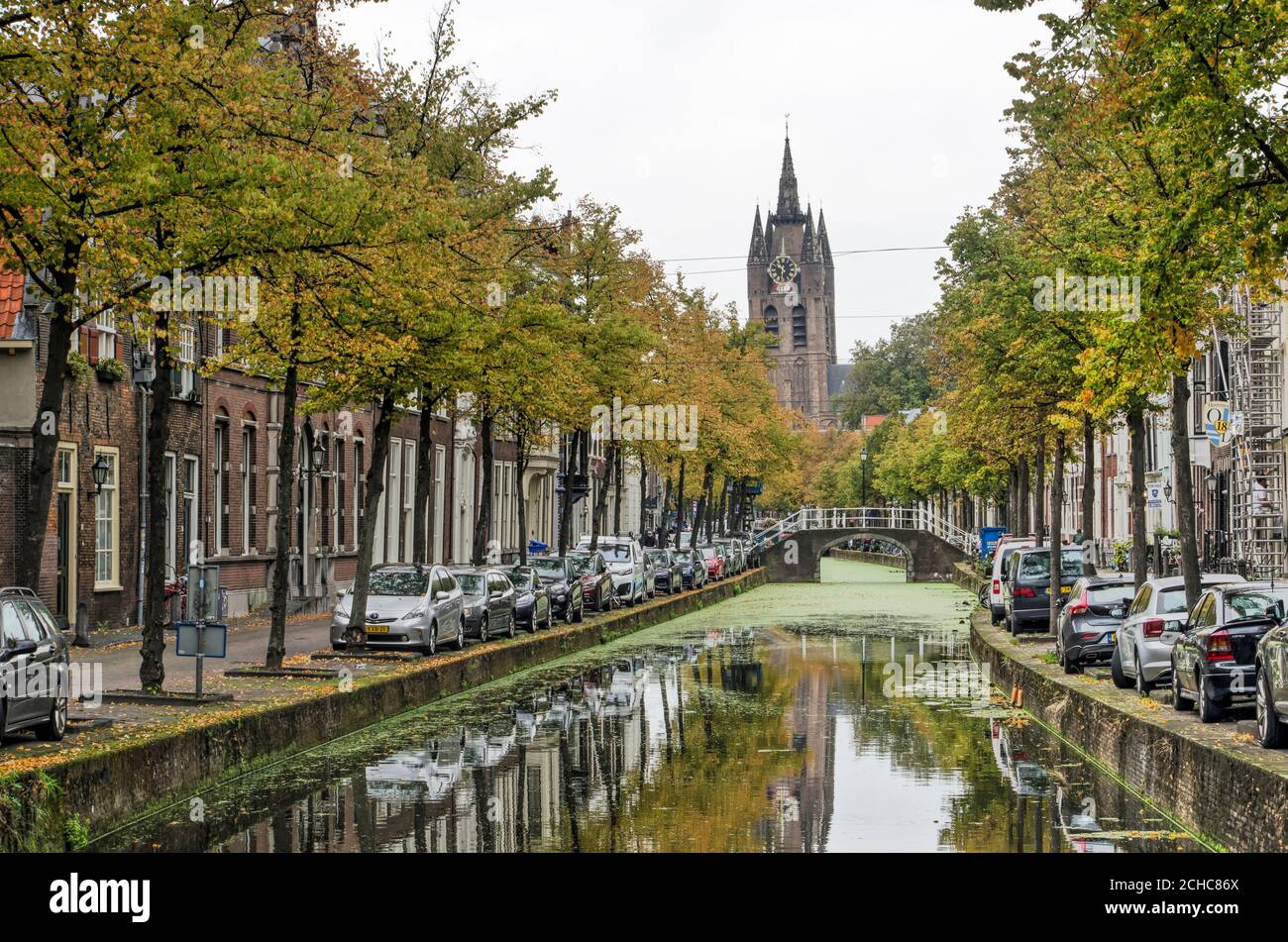 Delft, The Netherlands, September 8, 2020: view along the Old Delft ...