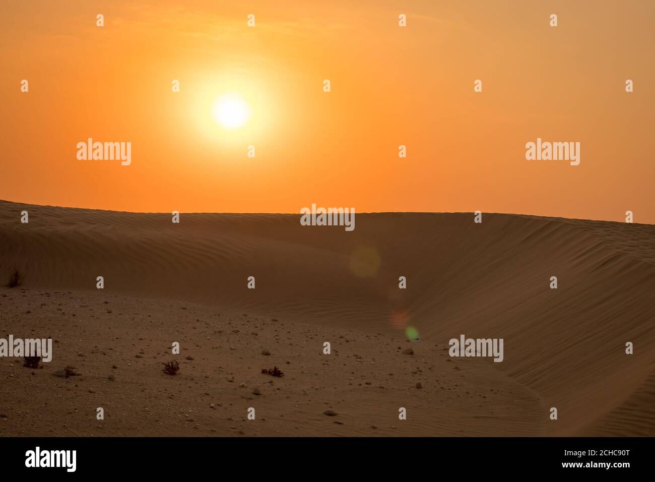 View of windy sand dunes deep in desert of Abu Dhabi - United Arab ...