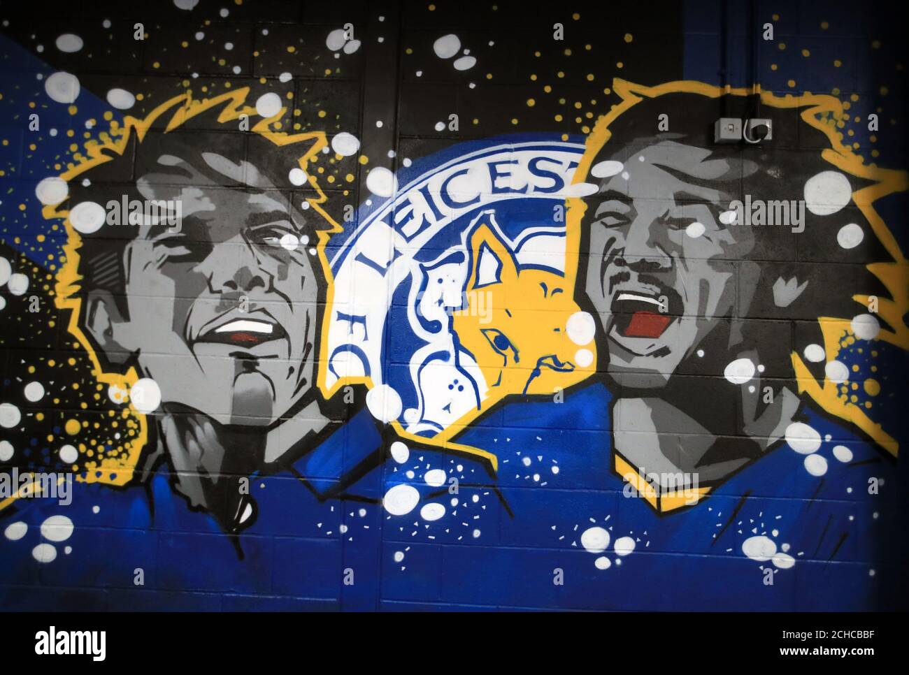 A mural of Leicester City's Shinji Okazaki (right) and Leonardo Ulloa ...