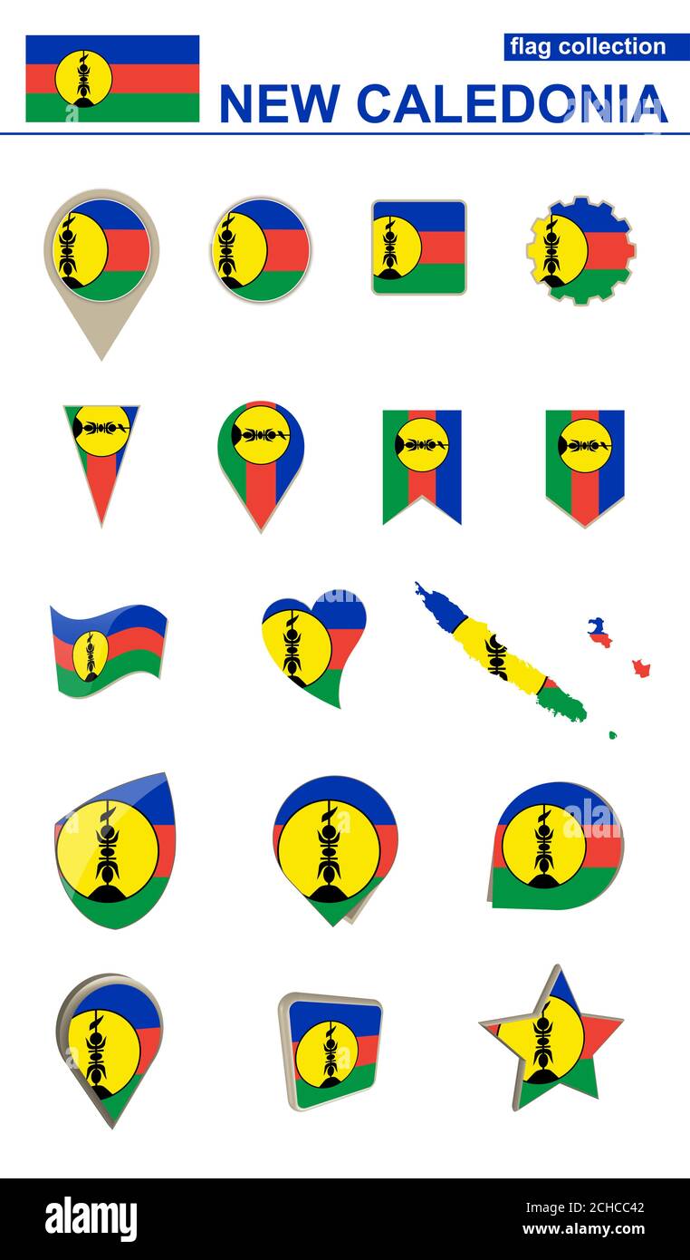 New Caledonia Flag Collection. Big set for design. Vector Illustration Stock Vector Image & Art ...