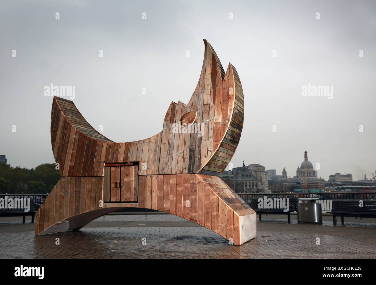 A 17ft wooden trojan dog sculpture on southbank hi-res stock ...