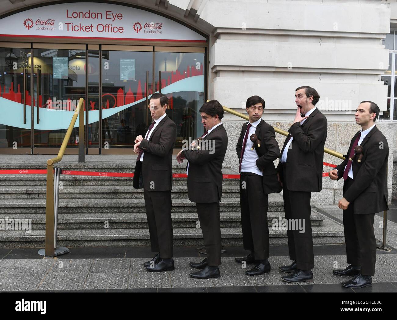 EDITORIAL USE ONLY Actors dressed as Mr Bean take a tour of London to ...