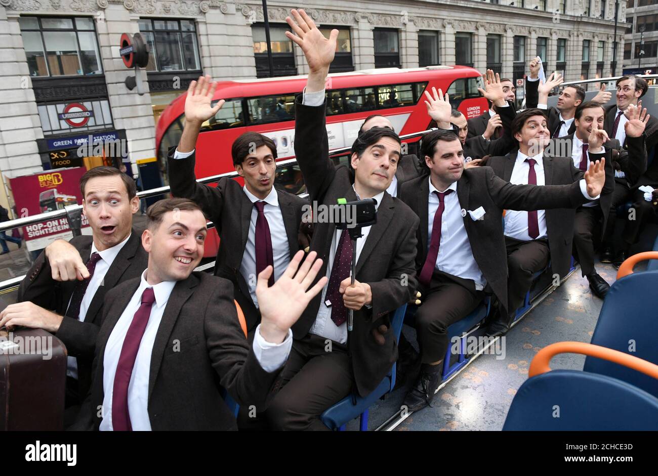 EDITORIAL USE ONLY Actors dressed as Mr Bean take a tour of London to ...