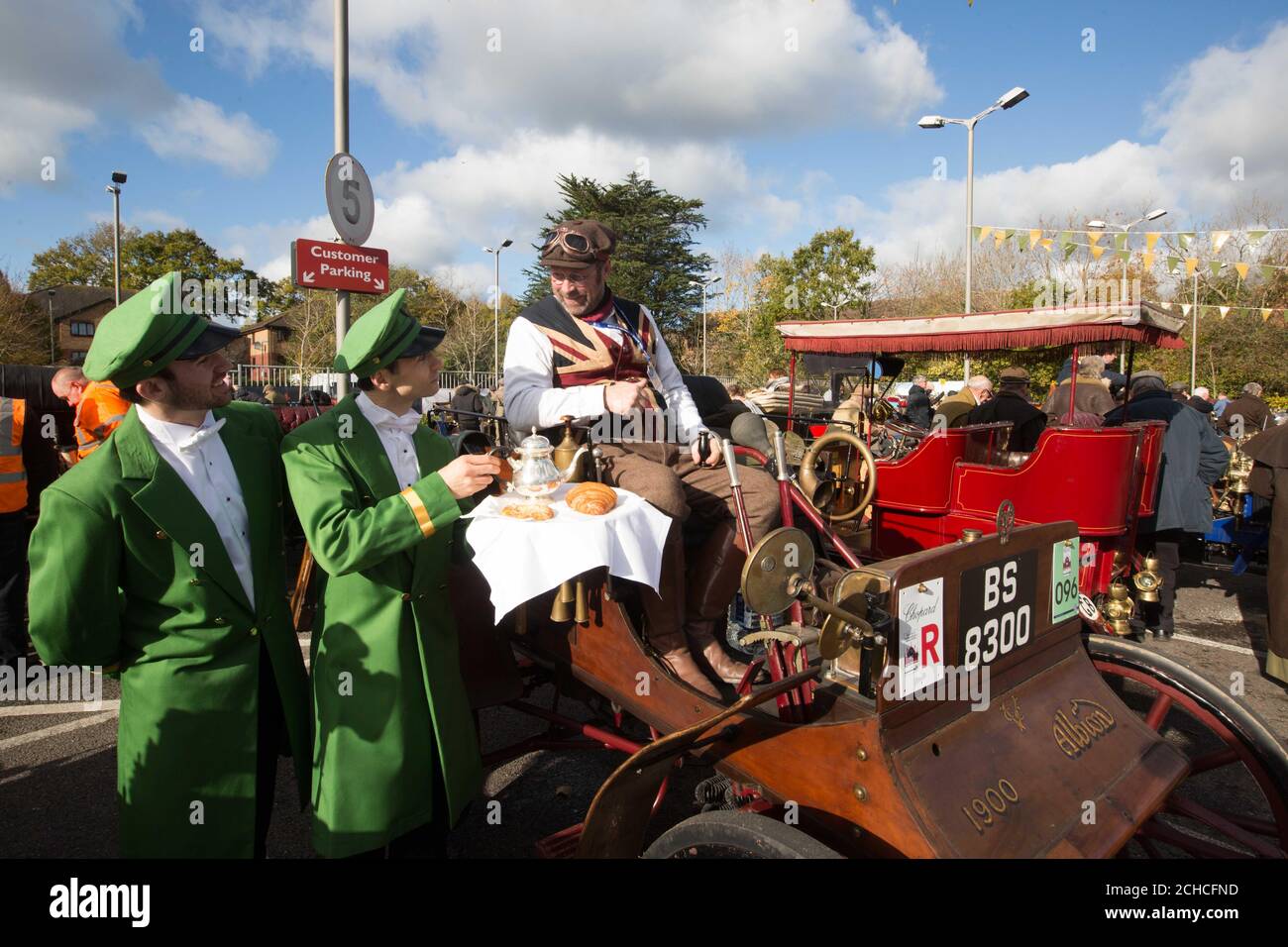 Harrods green men entertain drivers department stores rest stop crawley ...