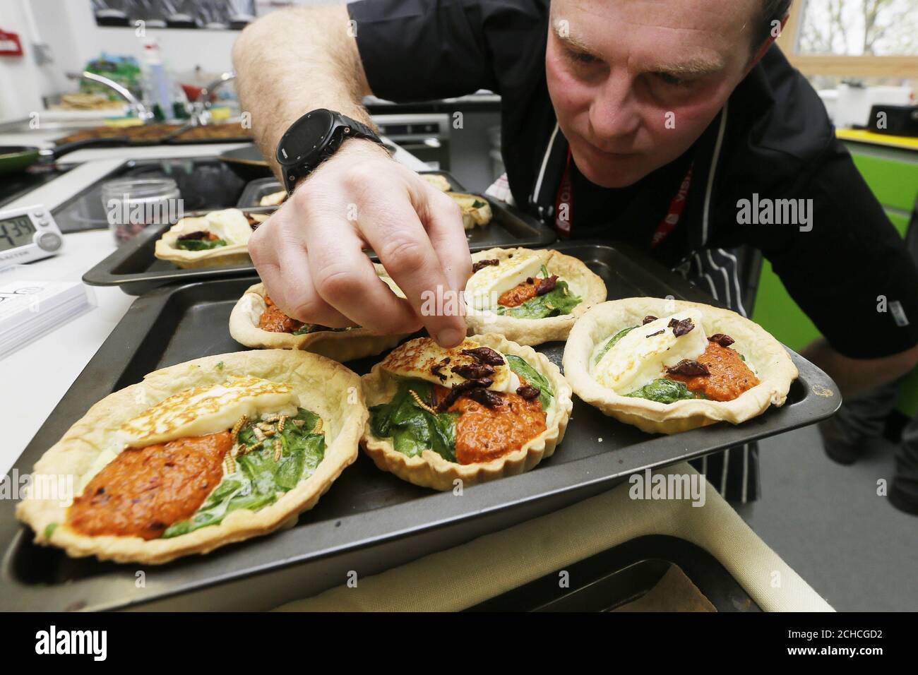EDITORIAL USE ONLY Andy Holcroft, Head Chef of Grub Kitchen prepares a ...