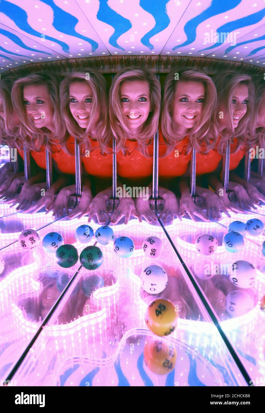 EDITORIAL USE ONLY Television presenter Rachel Riley experiments at the ...