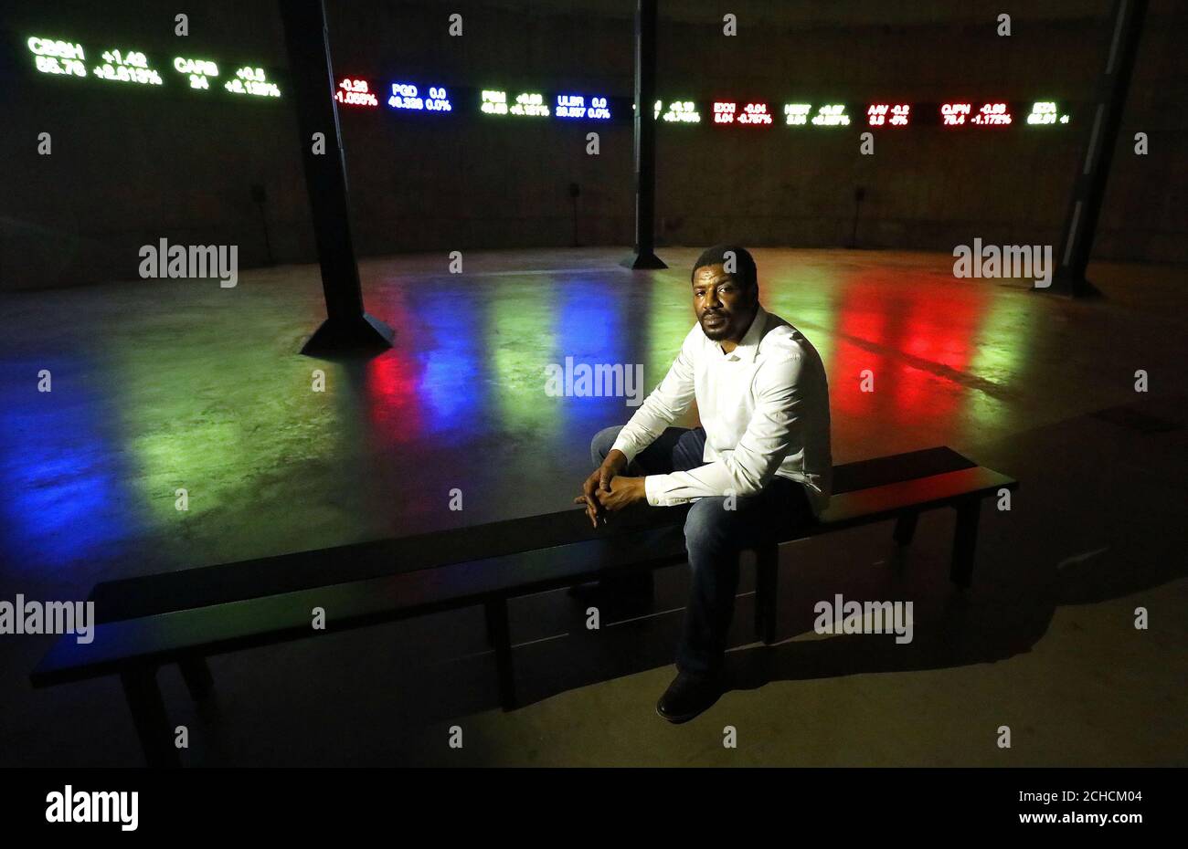 Nigerian artist Emeka Ogboh at the unveiling of his installation The ...
