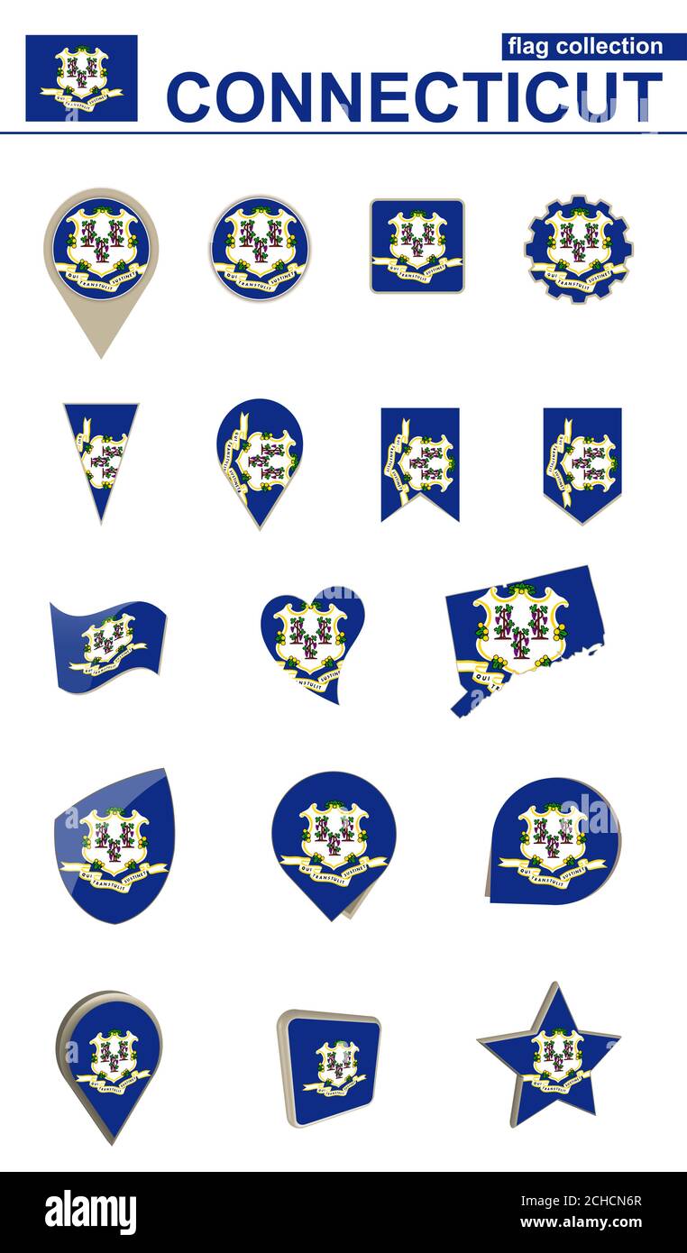 Connecticut Flag Collection. Big set for design. Vector Illustration ...